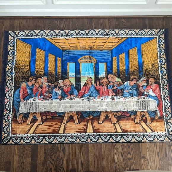 Vintage | Art | Vintage Large The Last Supper Tapestry 46 Tall 64 Wide ...